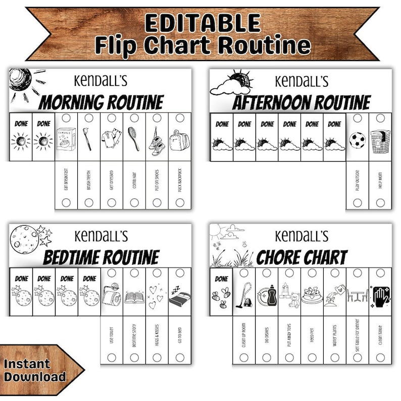 Routine Flip Chart, Morning Routine, Bedtime Routine, Kids Routine ...