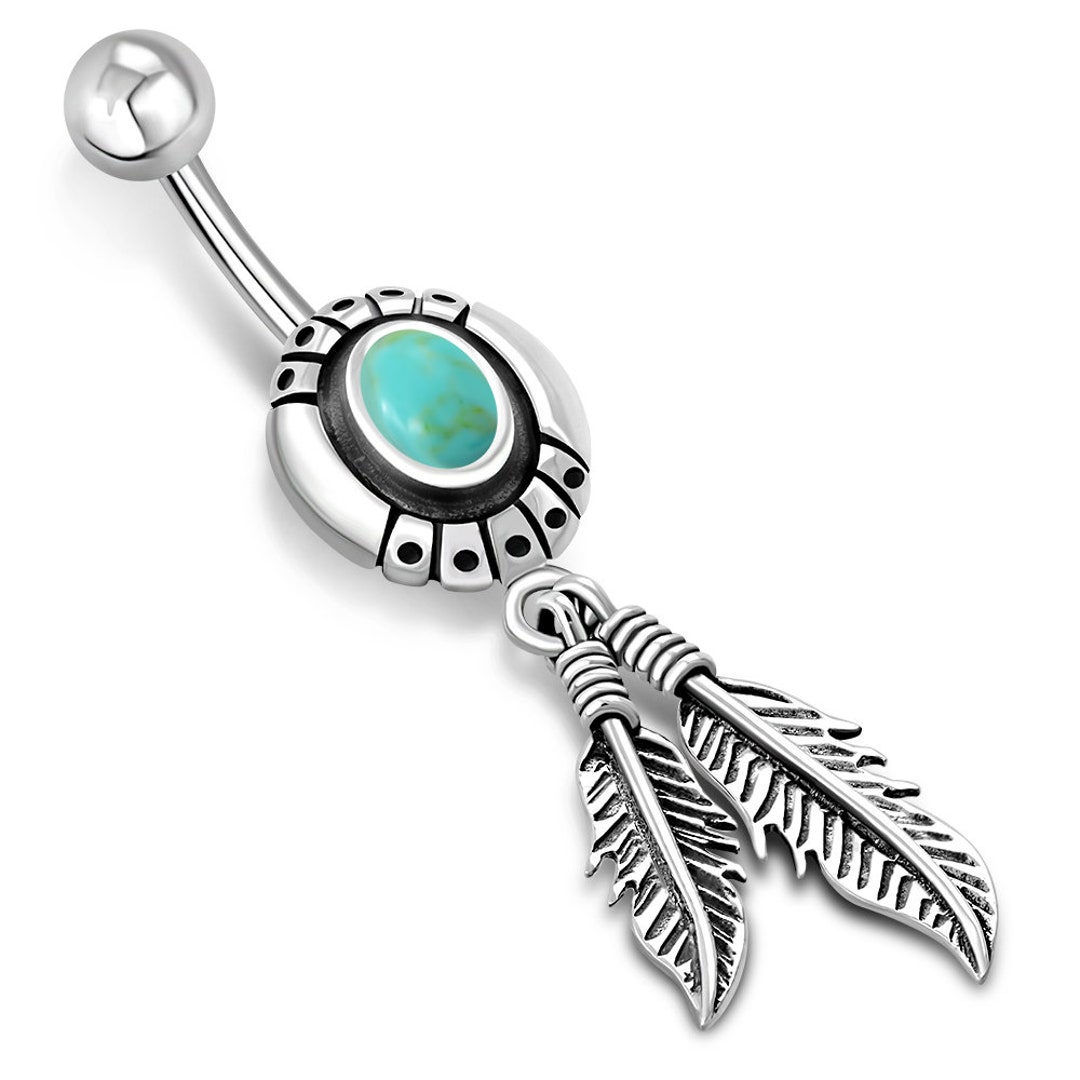 Solid Sterling Silver 925 Native American Belly Navel Ring ...