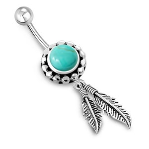 Solid Sterling Silver 925 Native American Belly Navel Ring ...