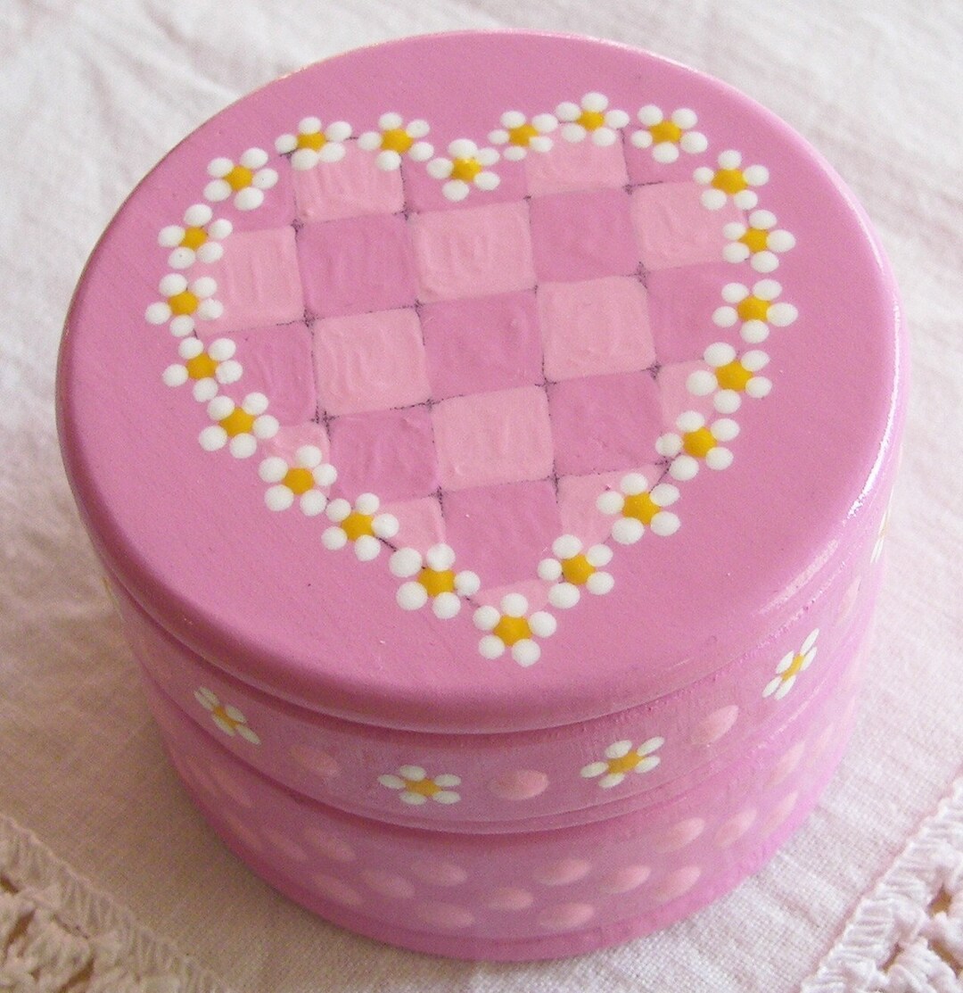Hand Painted Love Boxes Pink Heart Box Wood - Etsy