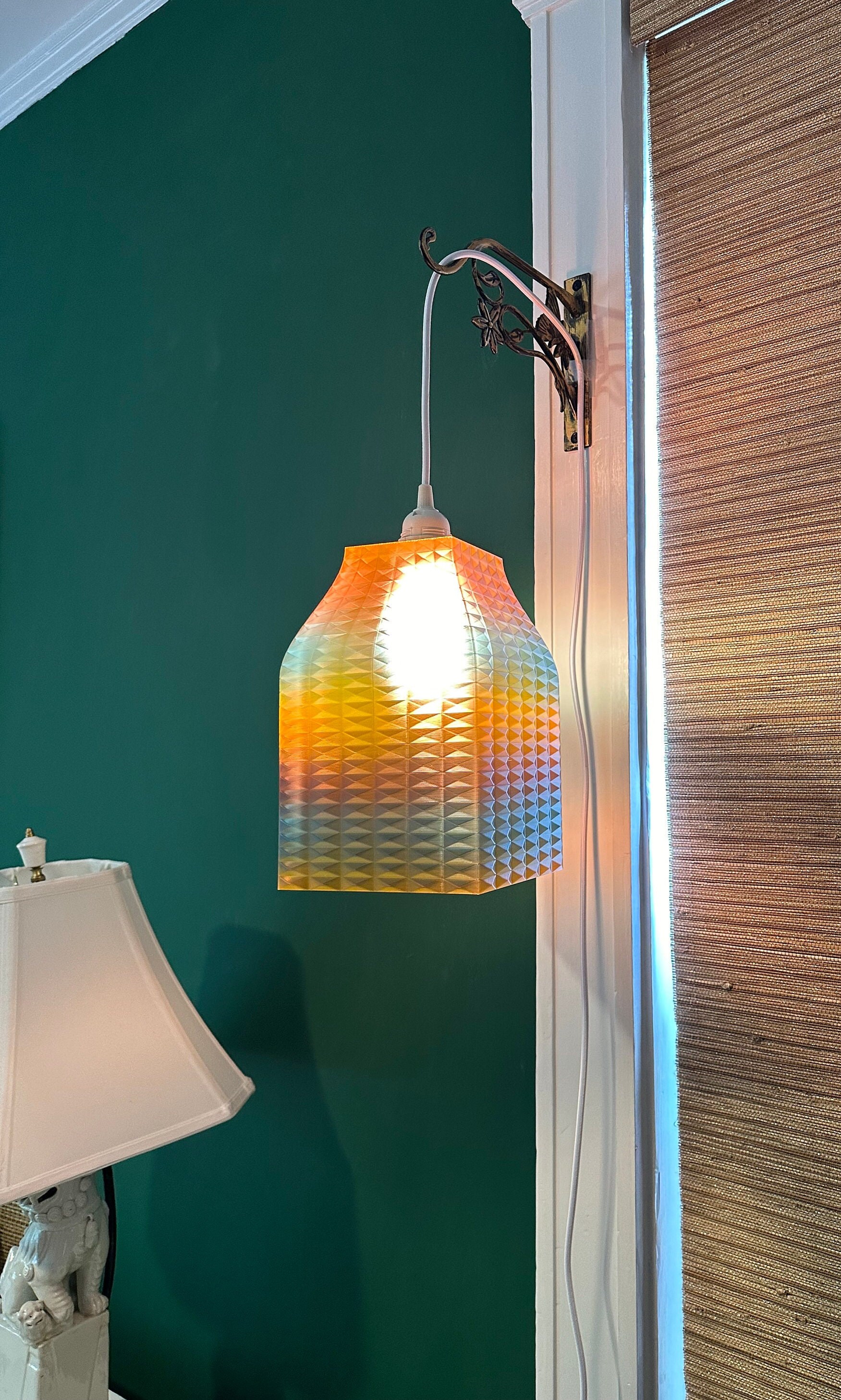 3D Printed Pendant Light - Geometric Pattern - Square Shape - Etsy