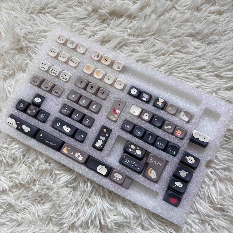 Kawaii Gradient Sleepytime Puppy Keycaps | 140 Keys EOA - Etsy