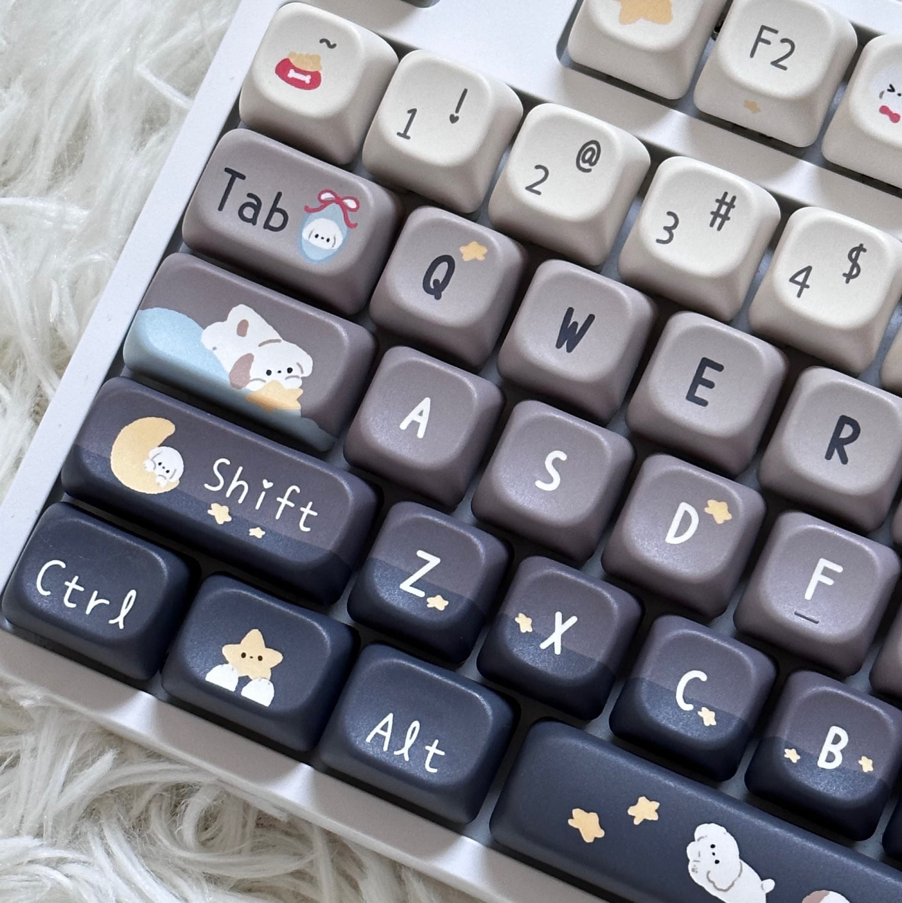 Kawaii Gradient Sleepytime Puppy Keycaps | 140 Keys EOA - Etsy