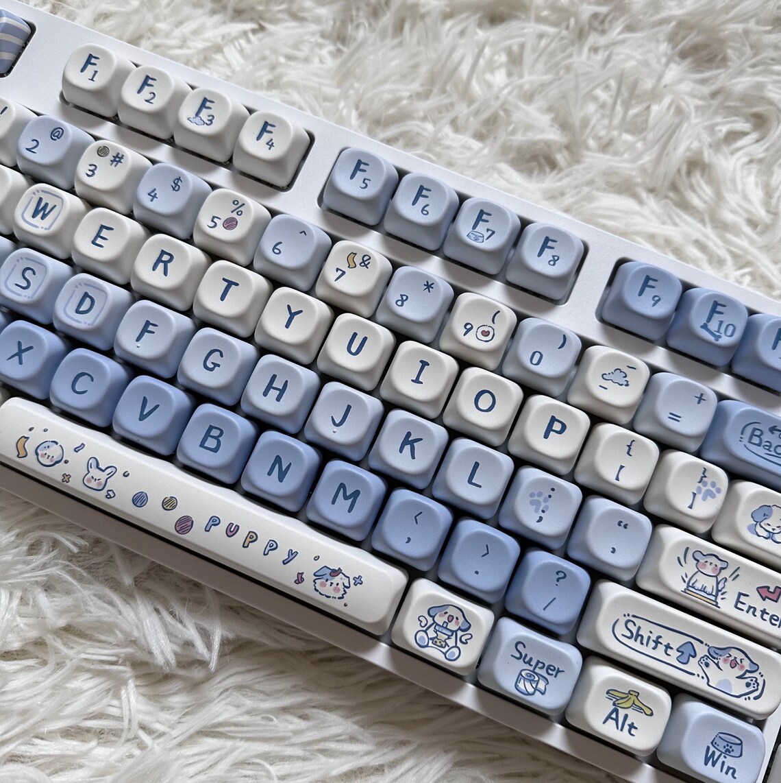 Kawaii Pastel Blue Puppy Keycaps 133 Keys QX3 - Etsy