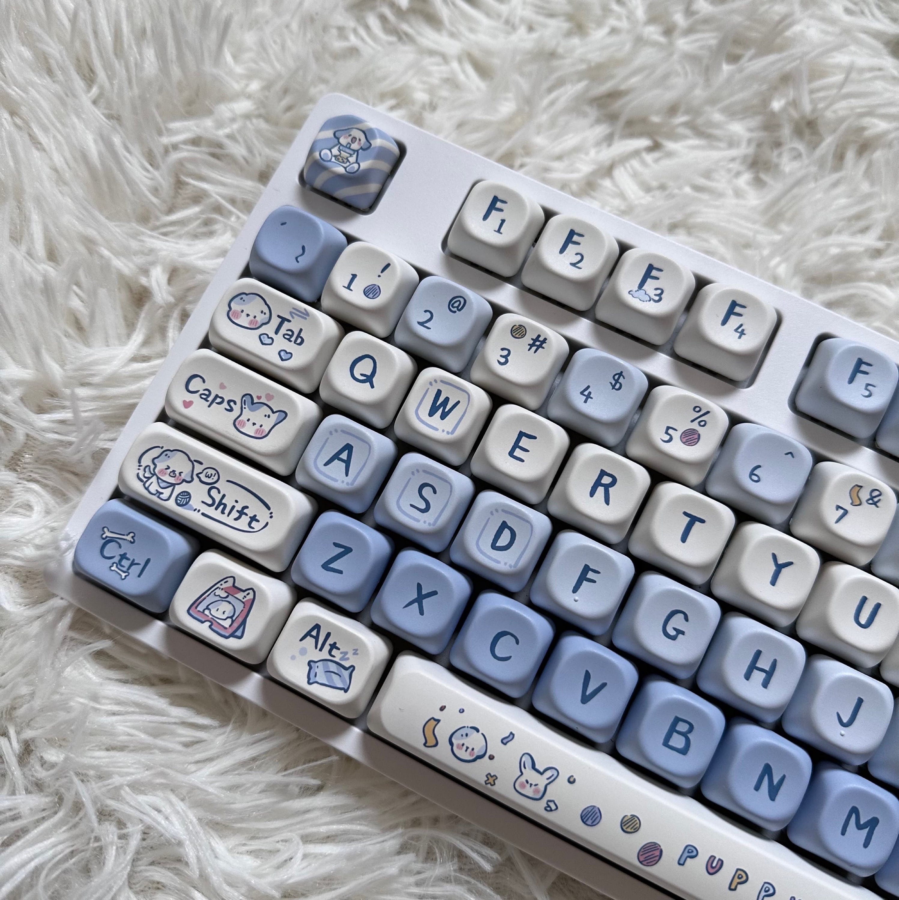 Kawaii Pastel Blue Puppy Keycaps 133 Keys QX3 - Etsy