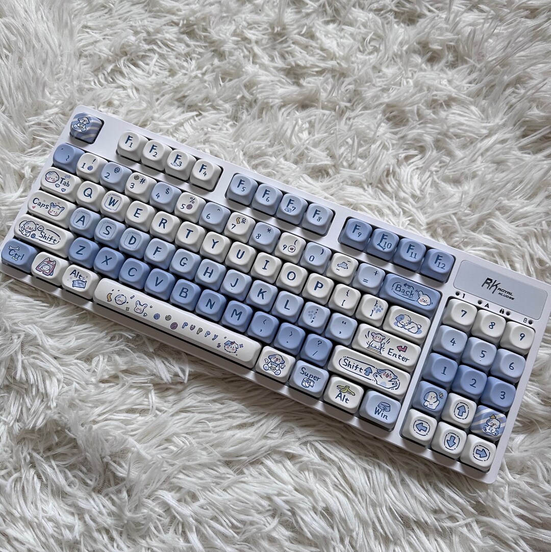Kawaii Pastel Blue Puppy Keycaps | 133 Keys QX3 - Etsy