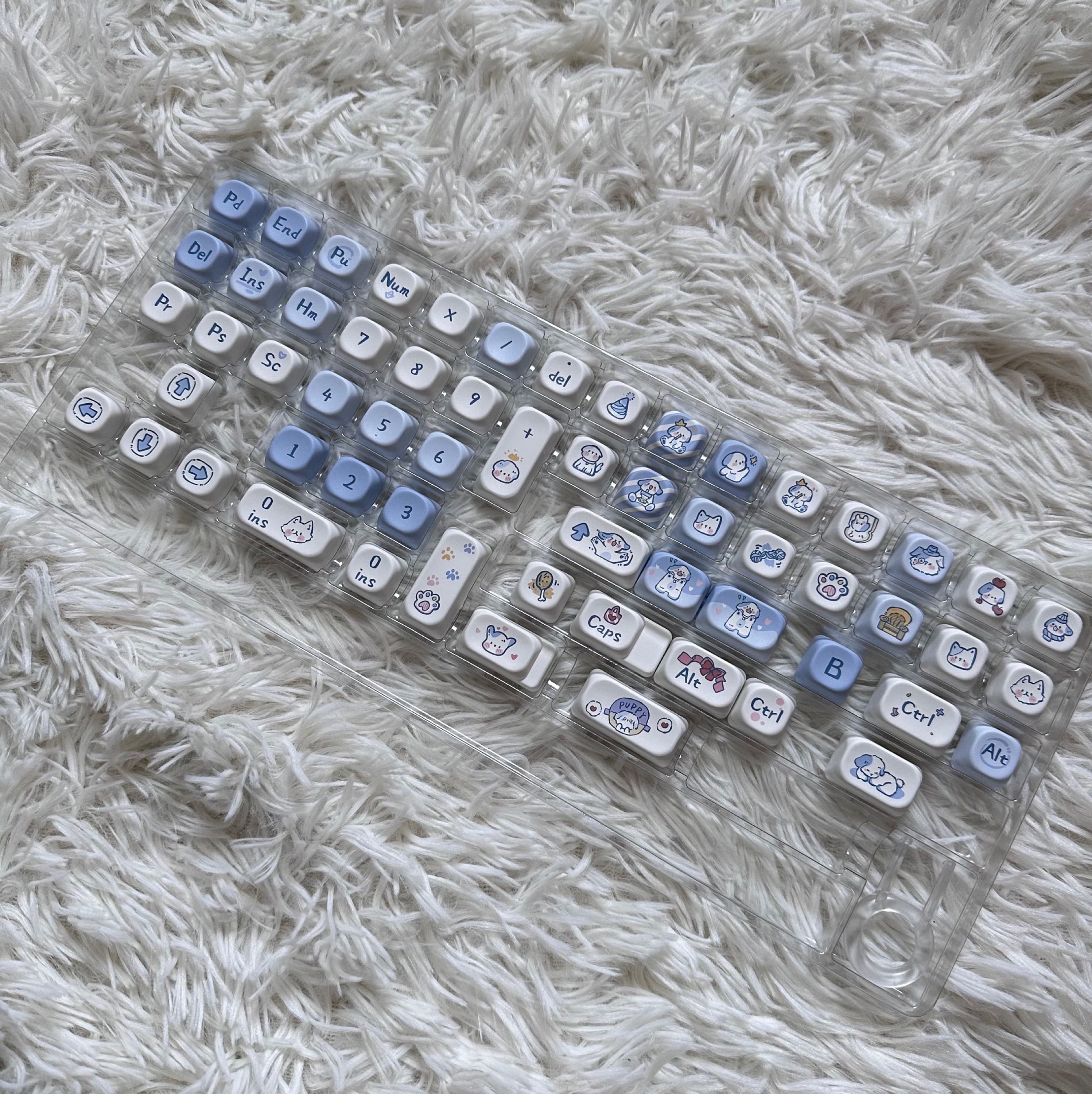 Kawaii Pastel Blue Puppy Keycaps 133 Keys QX3 - Etsy
