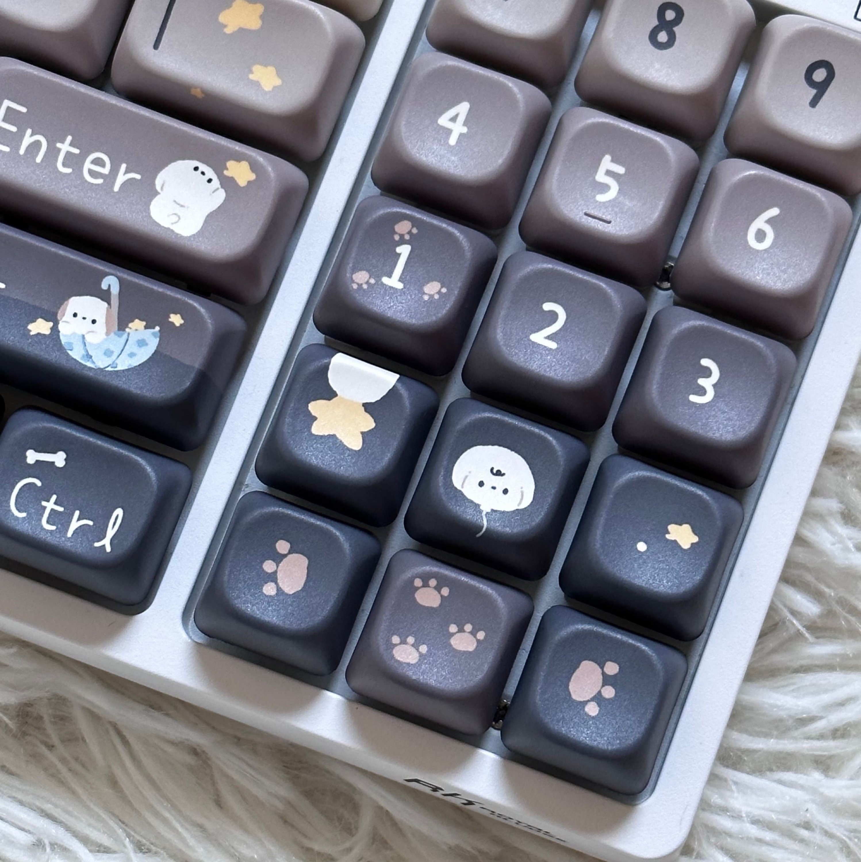 Kawaii Gradient Sleepytime Puppy Keycaps | 140 Keys EOA - Etsy
