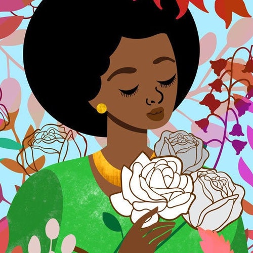 Daisy in April Art Print Birth Month Art African American | Etsy