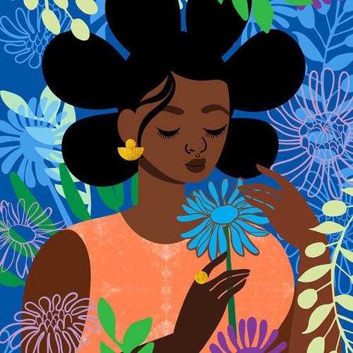 Daisy in April Art Print Birth Month Art African American - Etsy