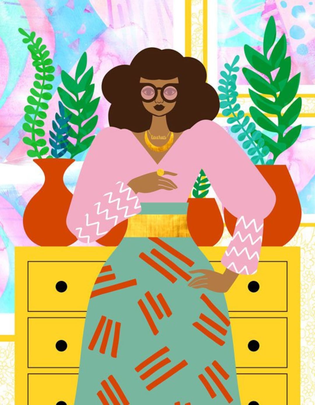Taurus Sanctuary Art, Horoscope Astrology Print, Women Fashion Art ...