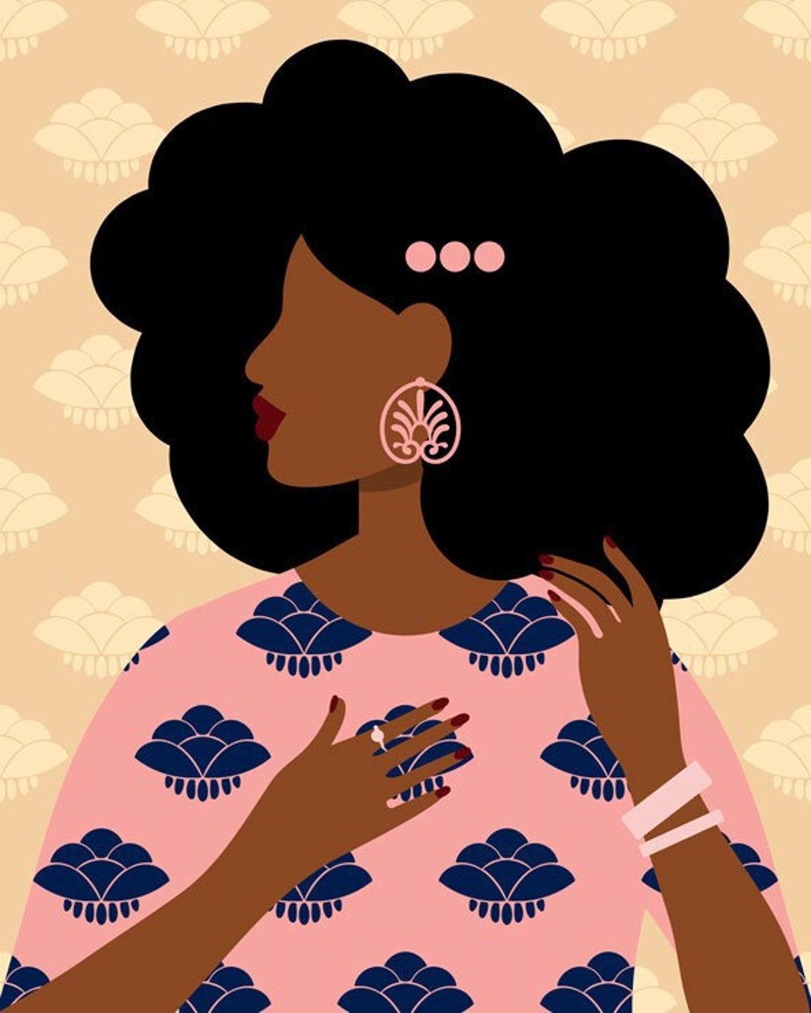 Woman in Pink Art Print Fashion Art African American Art - Etsy