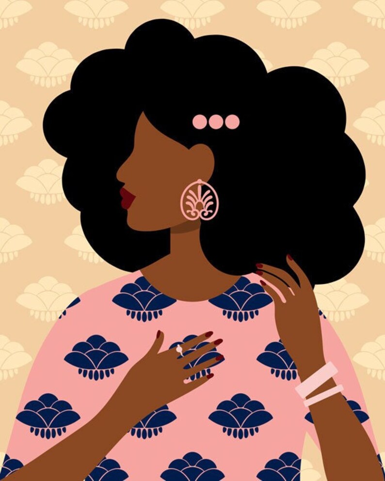 Woman in Pink Art Print Fashion Art African American Art - Etsy