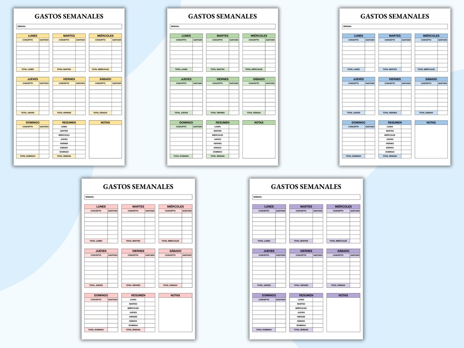 PERSONAL EXPENSES Template in SPANISH, Weekly Expenses, A4 PDF to Fill ...
