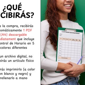 Employee TIME CONTROL in SPANISH, Time Sheet, Work Hours Record, Worked ...