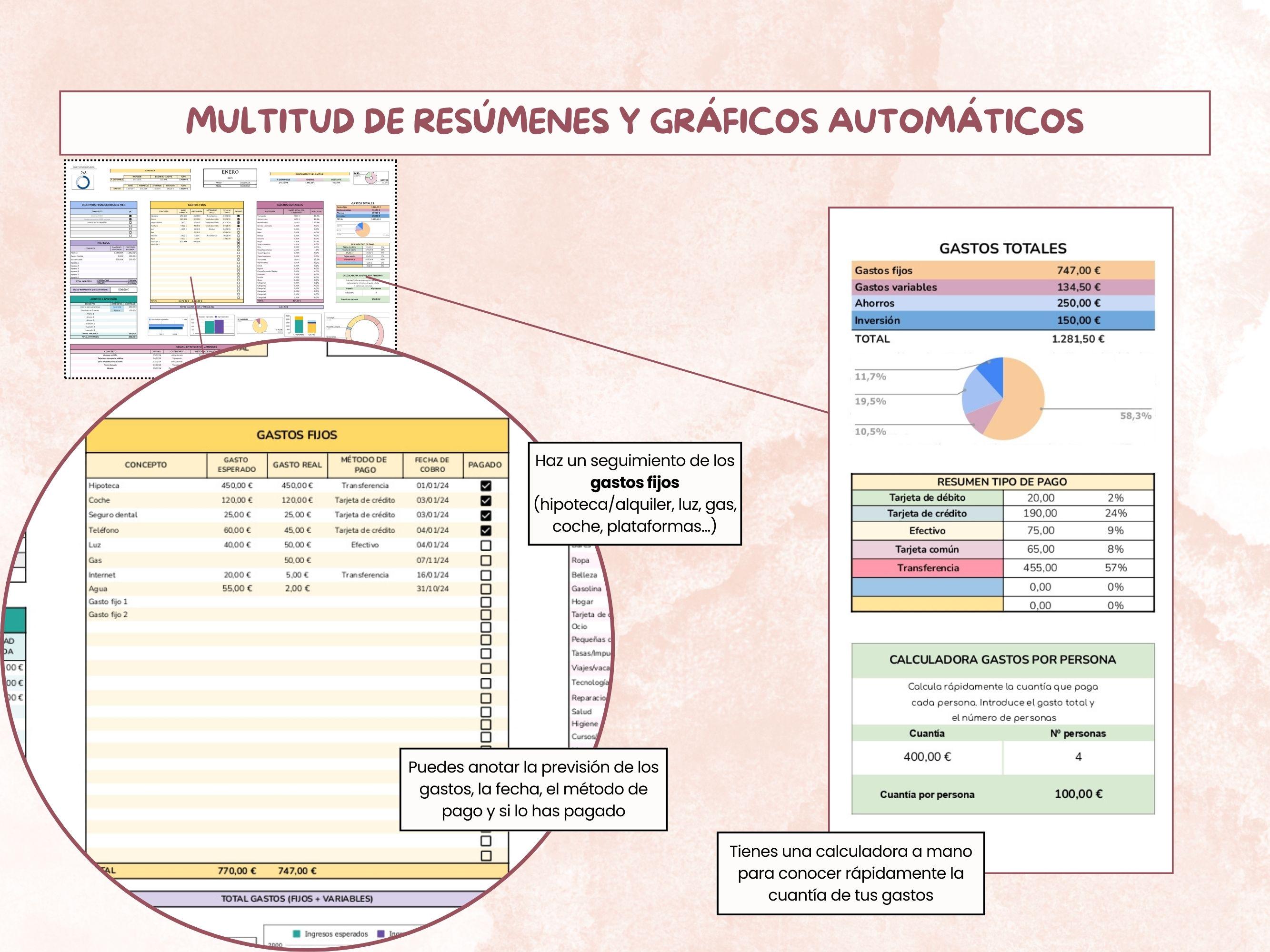 Digital Income and Expense Planner in Spanish (euros) - Monthly ...