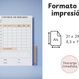 Employee TIME CONTROL in SPANISH, Time Sheet, Work Hours Record, Worked ...