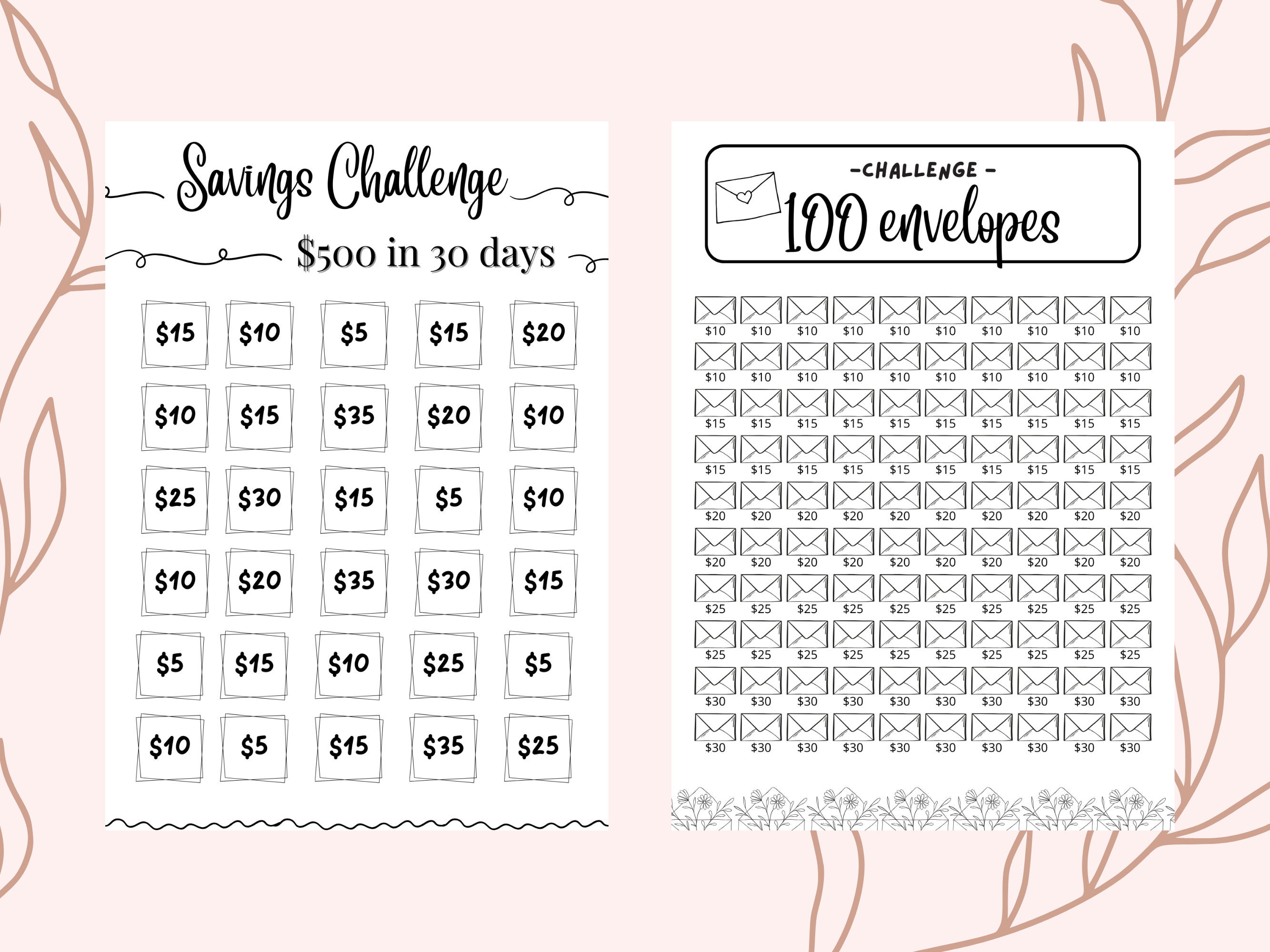 Printable Savings Challenges | English Version | 10 CHALLENGES PDF ...