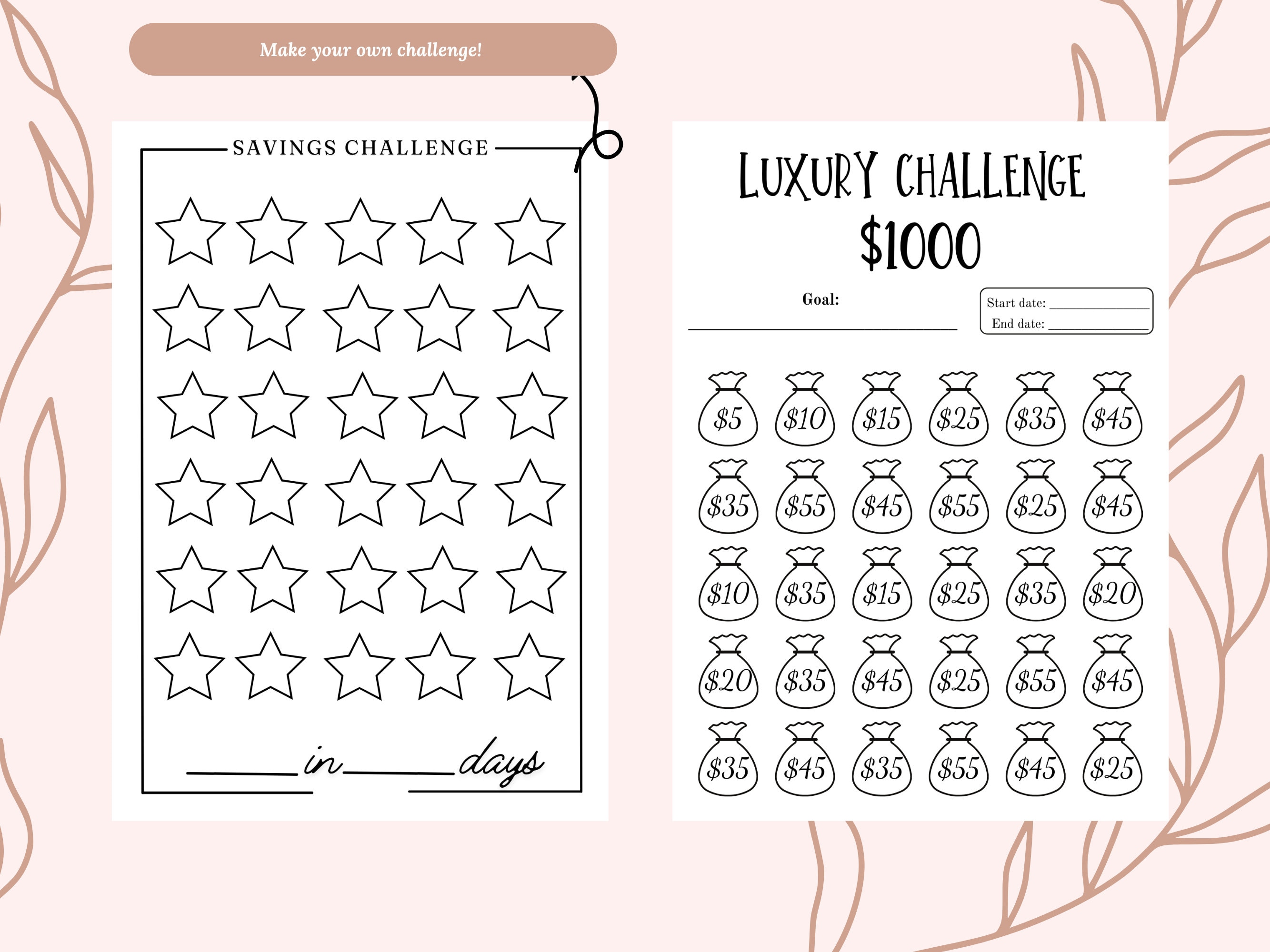 Printable Savings Challenges | English Version | 10 CHALLENGES PDF ...