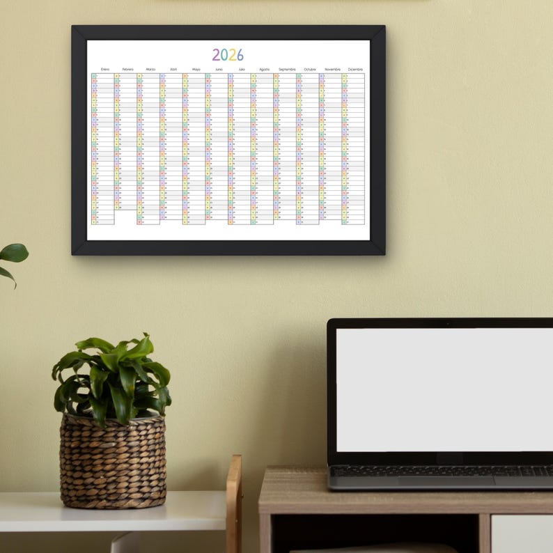 2026 Digital Printable Color Calendar, A4, A3, A2 Format, Annual ...