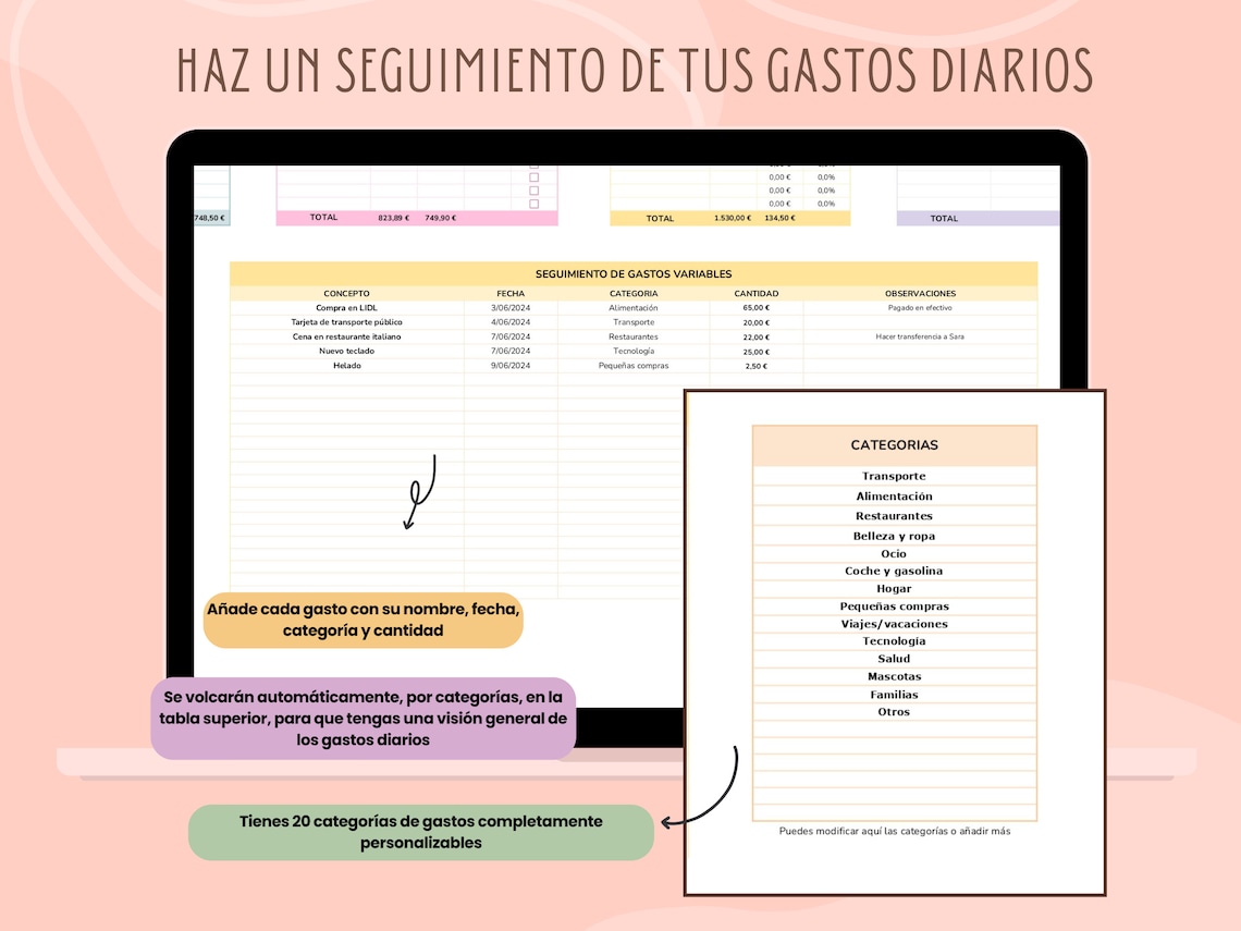 Personal Monthly Budget Template (spanish) - Expense and Income Tracker ...