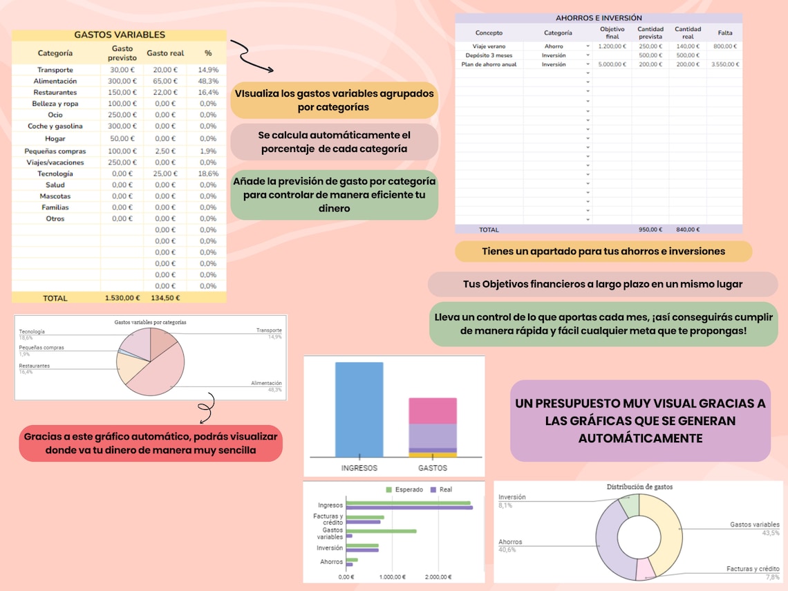 Personal Monthly Budget Template (spanish) - Expense and Income Tracker ...