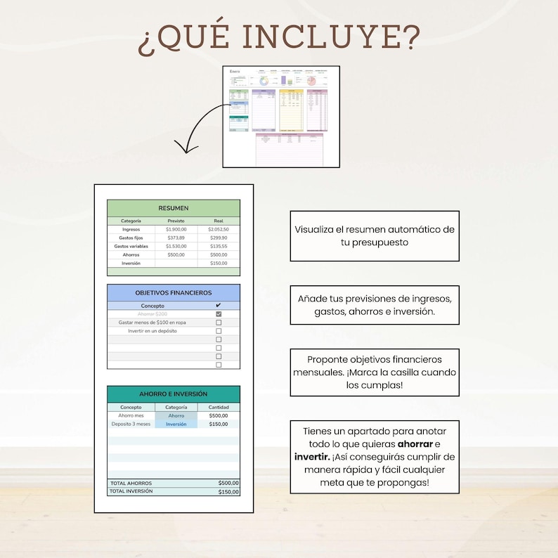 Simple Monthly Budget Template (spanish), Expense and Income Tracker ...