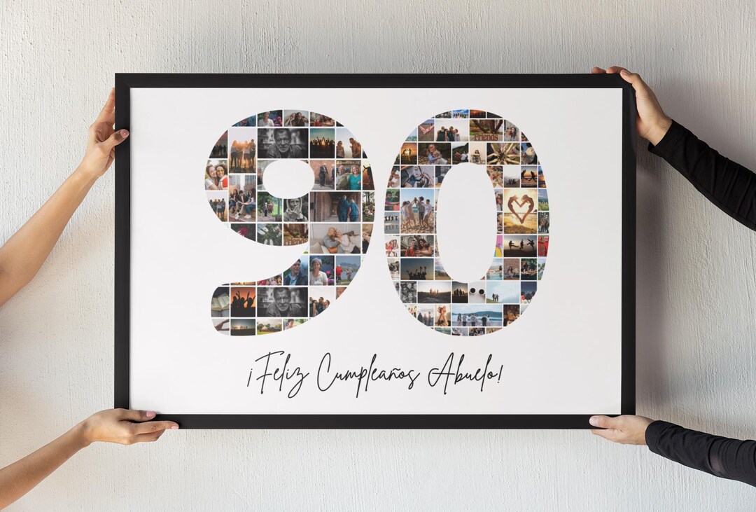 Personalized 90th Birthday Gift, Canva Photo Collage, Digital Frame ...