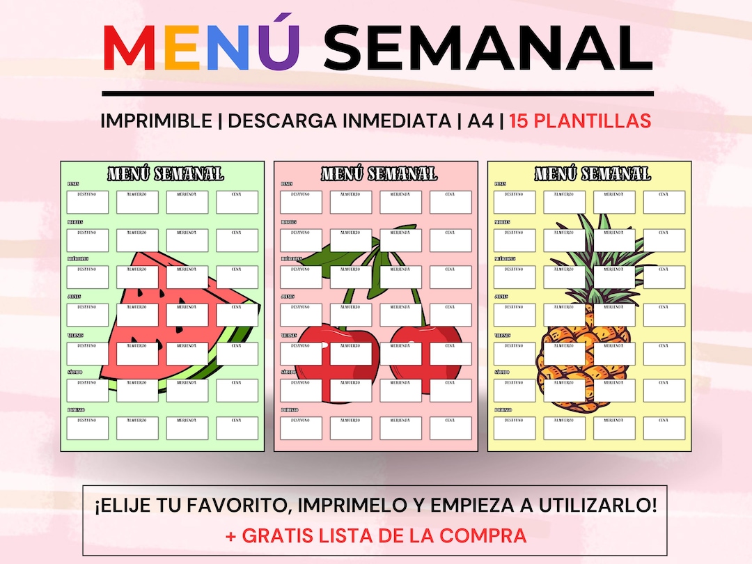 Printable A4 Spanish Weekly Meal Planner Pack; Meal Planner; Shopping ...