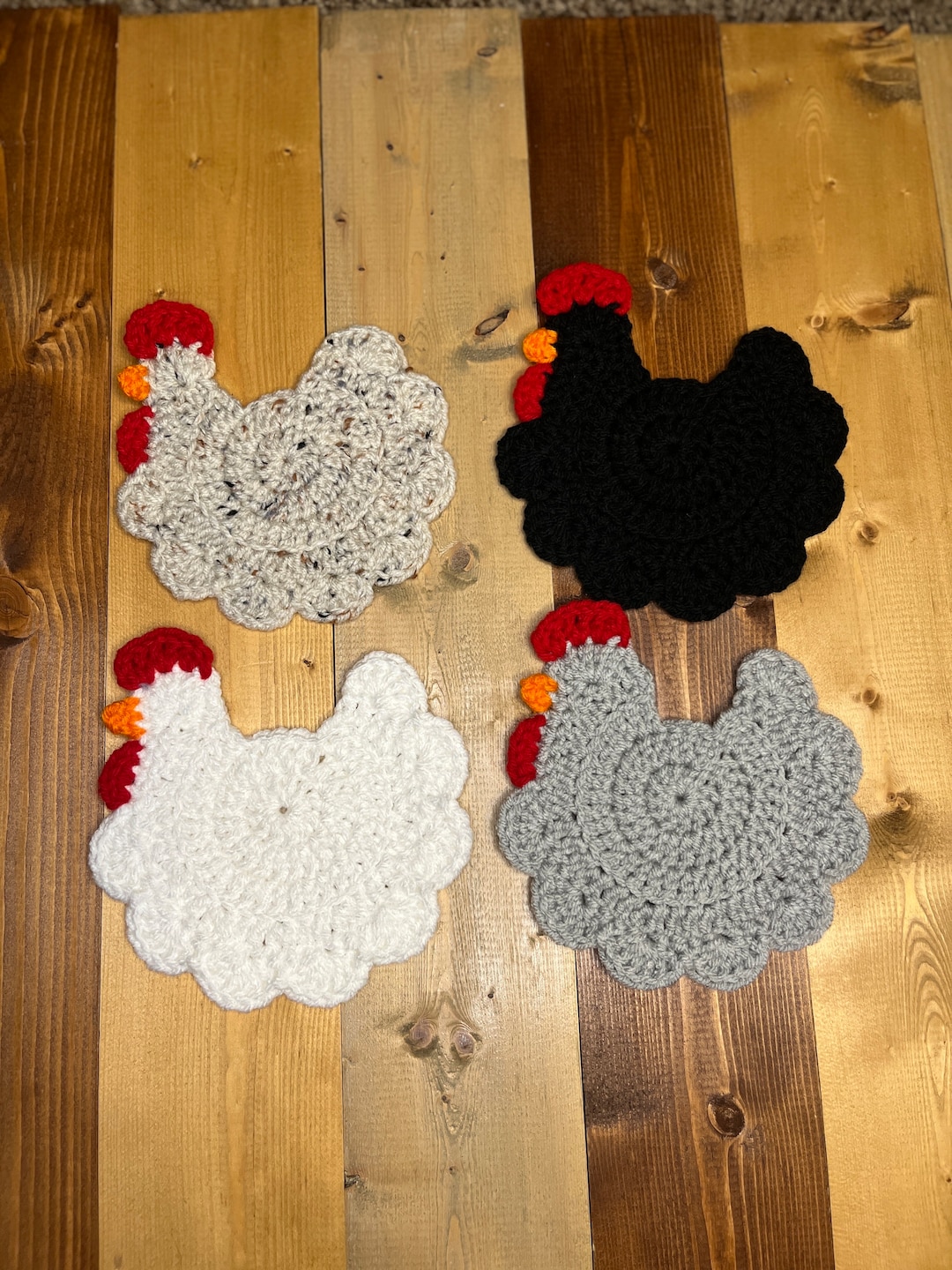 Crochet Chicken Coasters Custom Made to Order Set of 4 - Etsy