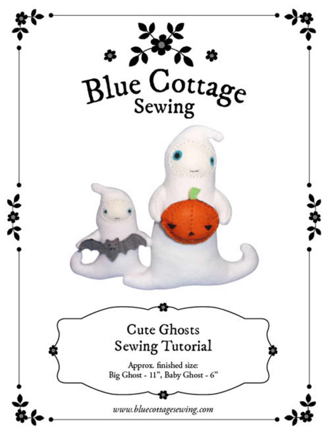 Cute Ghost PDF Sewing Tutorial - Halloween Decorations - Fabric and ...