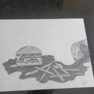 Cheeseburger Still Life Pencil Drawing - Etsy
