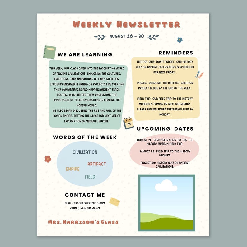 Editable Preschool Weekly Newsletter Template | Parent Communication ...