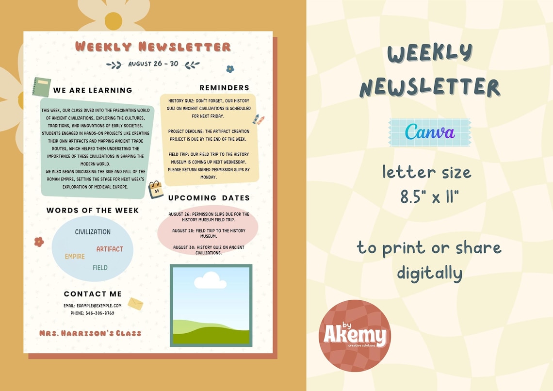 Editable Preschool Weekly Newsletter Template | Parent Communication ...
