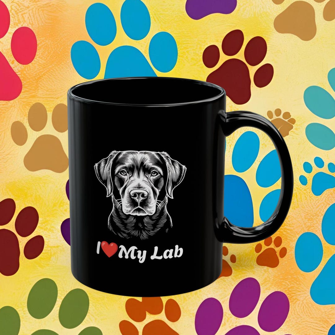 I Love My Lab Black Ceramic Mug, Labrador Lover Gift - Etsy
