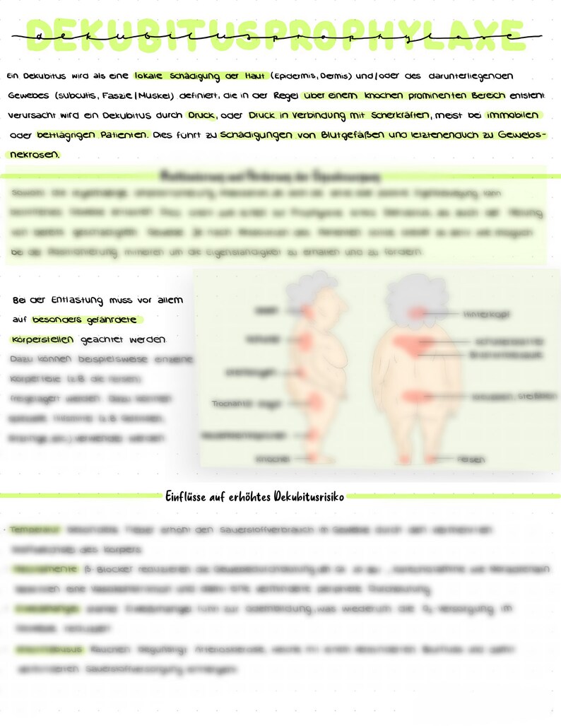 Study Sheet on Decubitus Prevention - Etsy