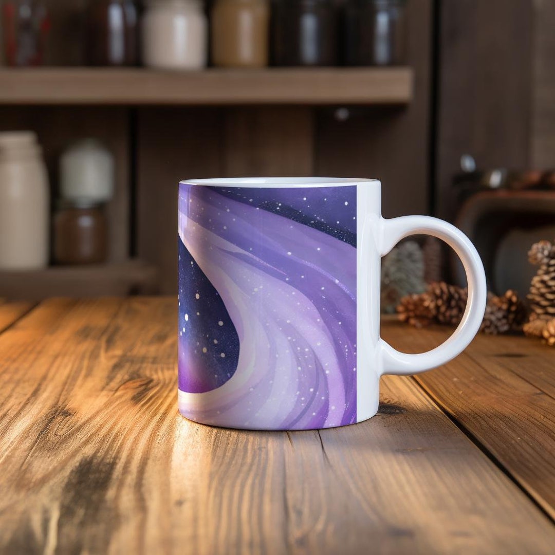 Galaxy Ceramic Coffee Cup, Purple Space Mug, Celestial Drinkware ...