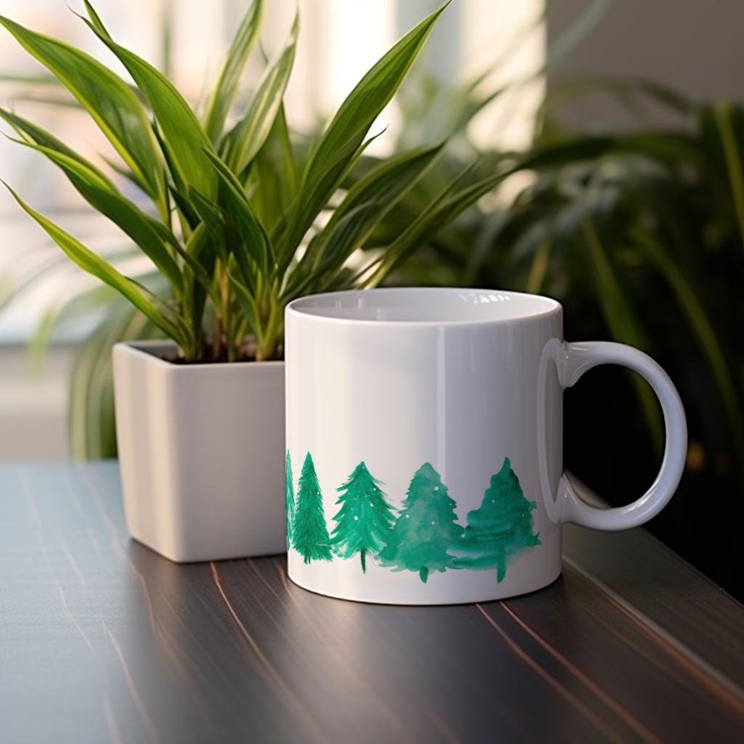 Forest Green Ceramic Coffee Cups, Nature Lover's Mug, Eco-friendly Tea ...