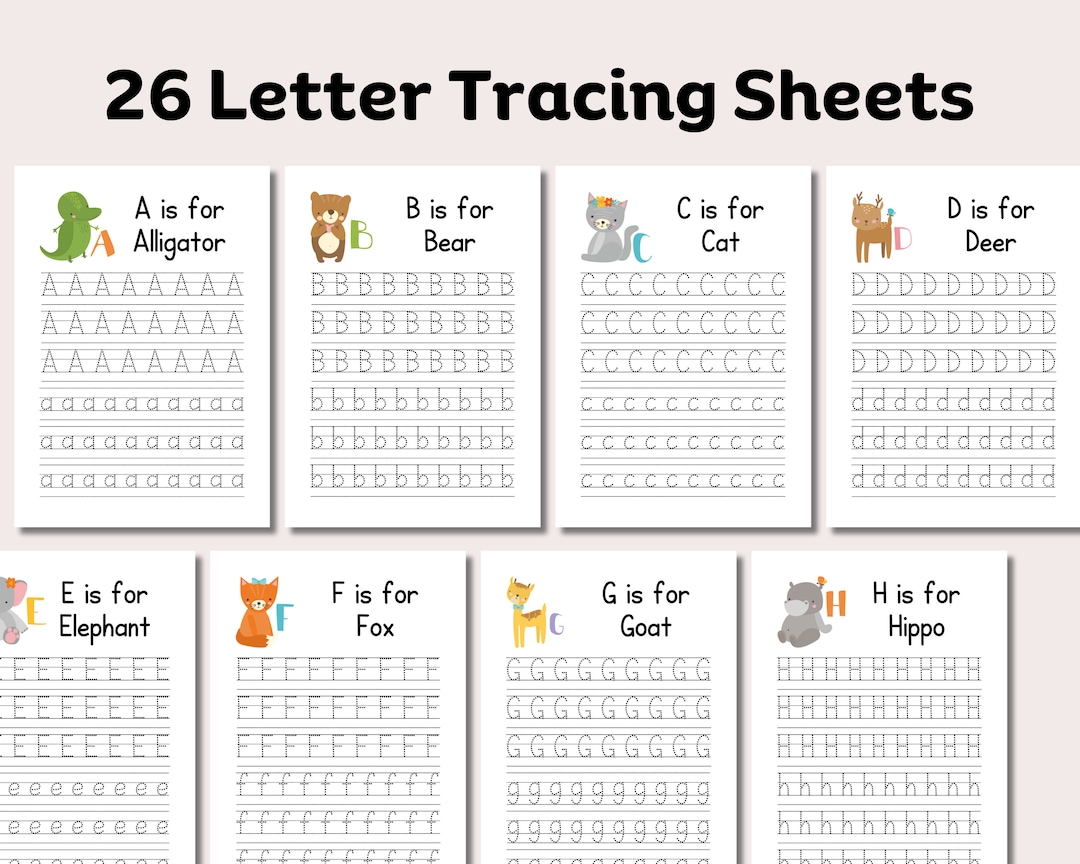 26 Printable Alphabet Tracing Worksheets. A4 - Etsy