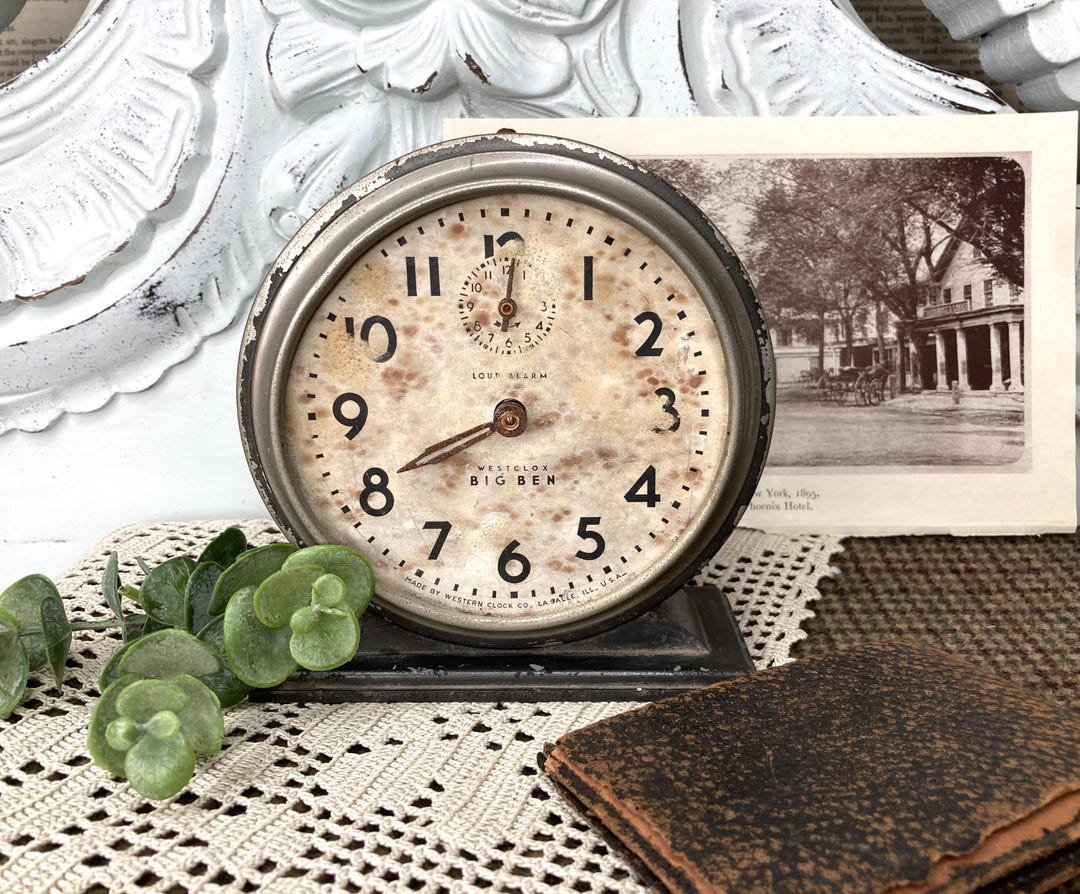 Vintage Big Ben Clock, Chippy Metal Clock, Windup Tabletop Westclox ...