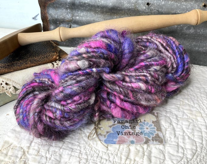 Hand Spun Art Yarn, Bulky Handspun Yarn, Thick and Thin, Sparkly ...
