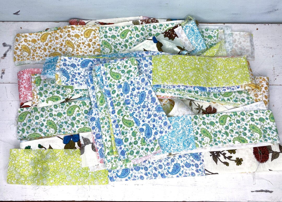 Vintage Patchwork Quilt Top, Unfinished Floral Quilt Blocks, Flowered ...