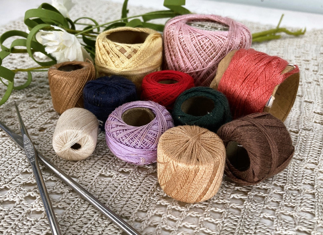 Vintage Tatting Thread Lot, Vintage Crochet Cotton Lot, Color Thread ...
