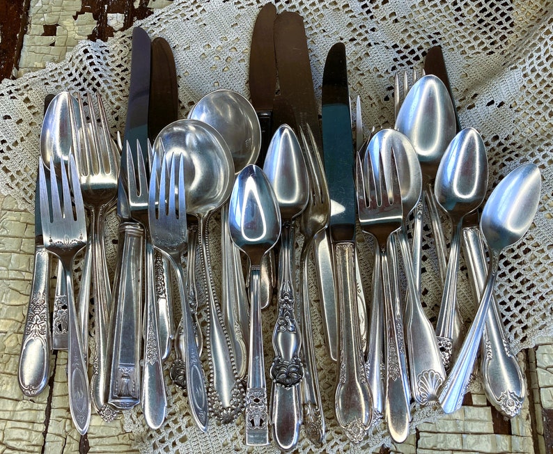 Mismatched Silverware, Vintage Mix Match Silverplate, Bulk Silverware ...
