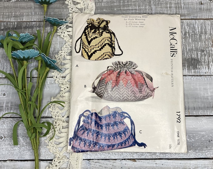 Huck Weaving Pattern-vintage Mccalls-uncut Pattern-drawstring Bag ...