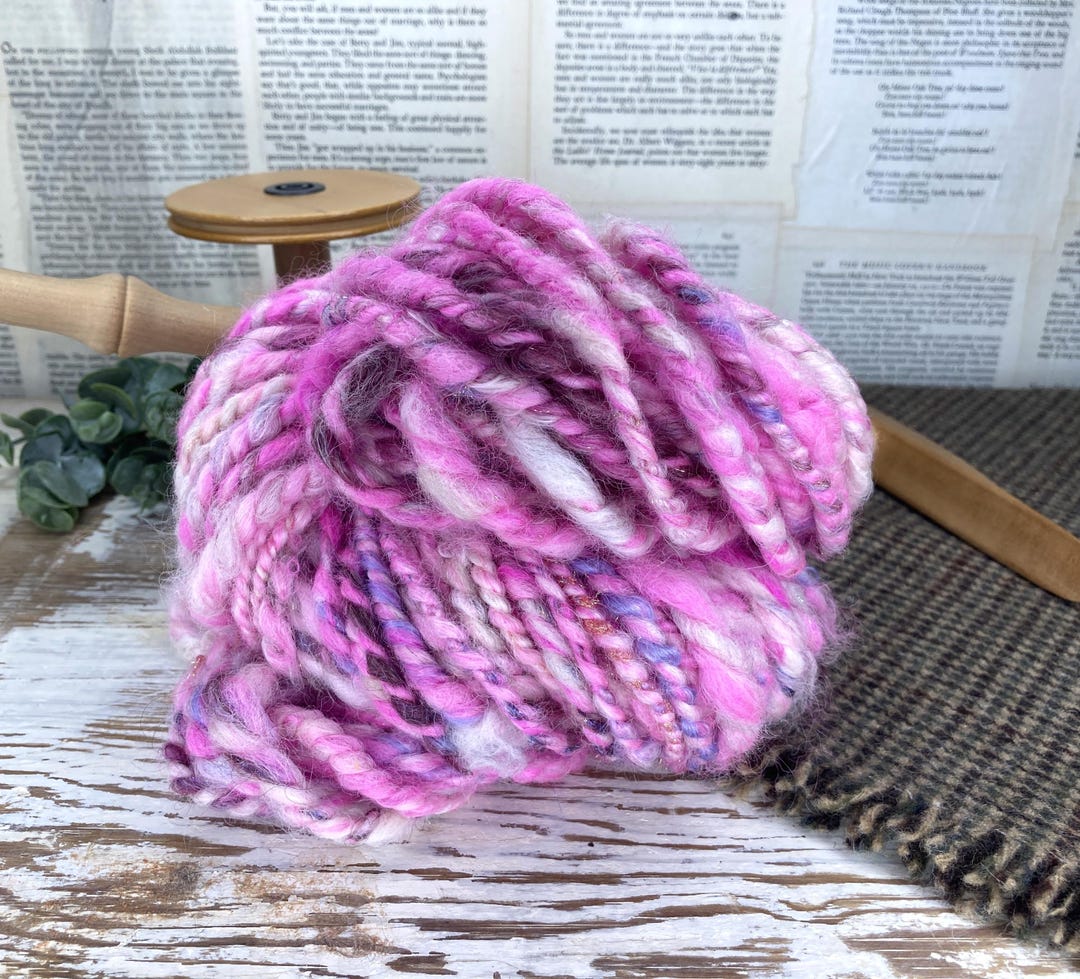 Hand Spun Art Yarn, Bulky Handspun Yarn, Thick and Thin, Sparkly ...