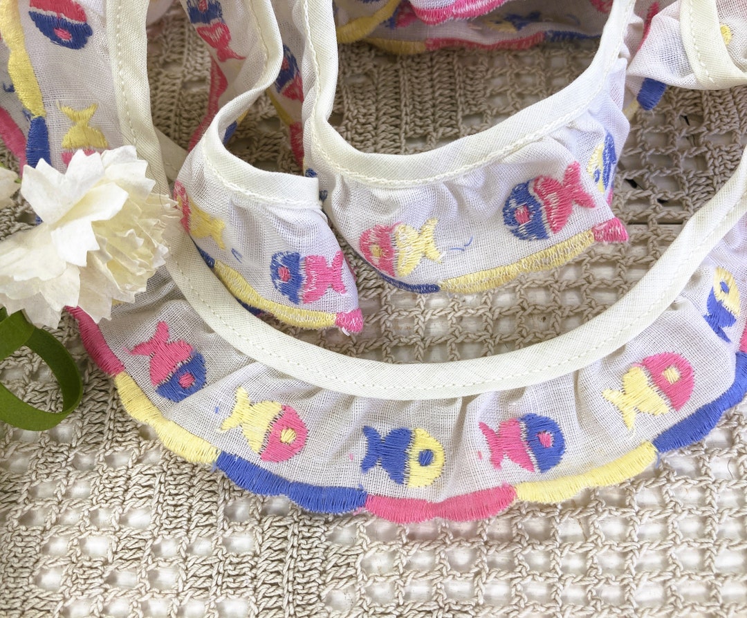 Vintage Ruffled Trim, Baby Girl Sewing Trim, Multi Color Embroidered ...