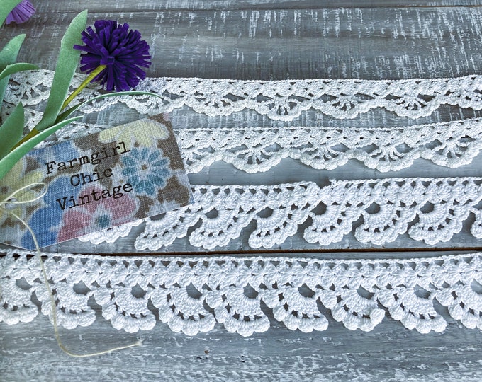 Handmade Crochet Lace Trim-vintage Crochet Lace-crocheted Lace Edging ...