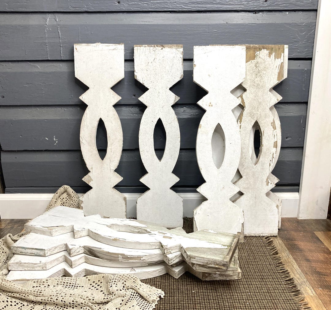 Salvage Wood Spindles, Vintage Baluster Splat, Chippy Old Wood Porch ...