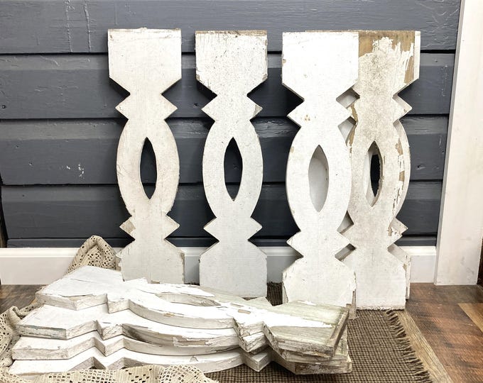 Salvage Wood Spindles, Vintage Baluster Splat, Chippy Old Wood Porch ...